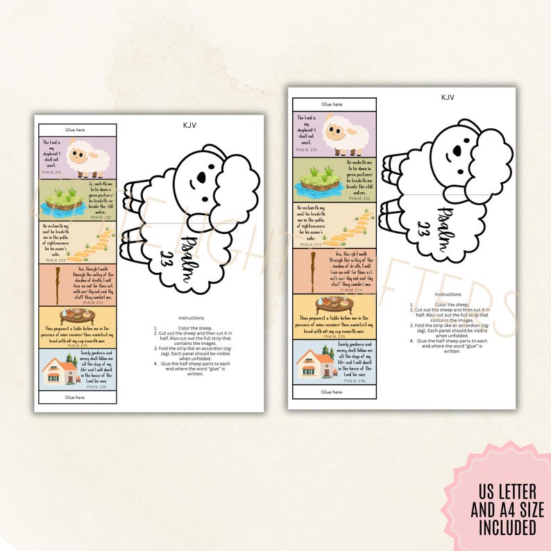 Psalm 23 Folding Surprise Craft, Mini Book for Kids, Bible Printable ...
