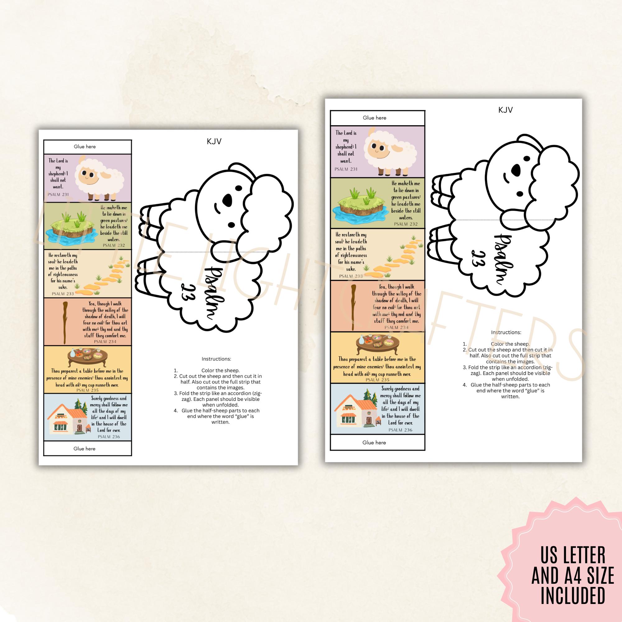 Psalm 23 Folding Surprise Craft, Mini Book for Kids, Bible Printable ...