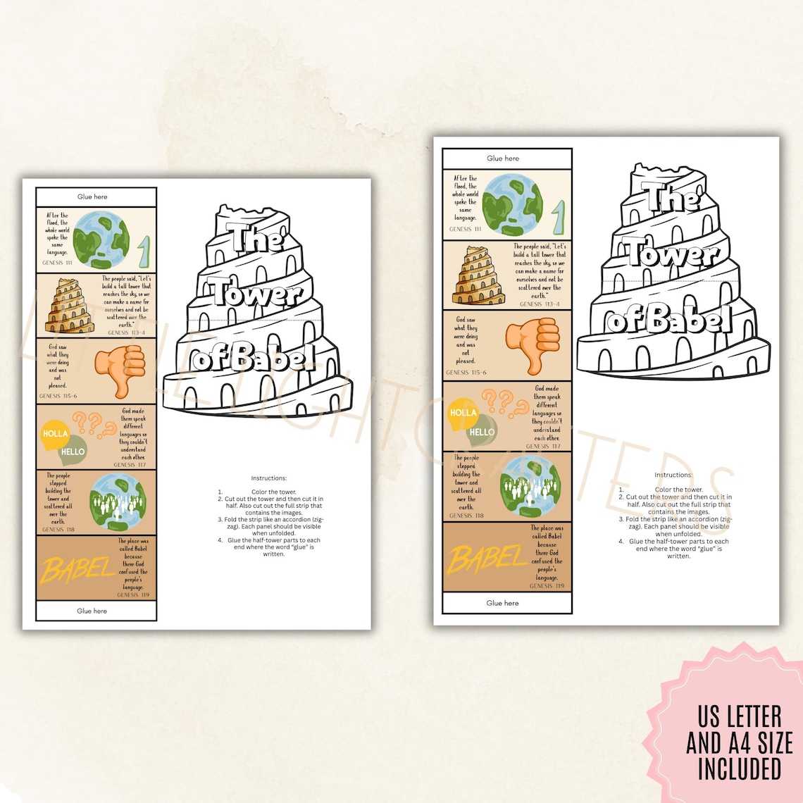 The Tower of Babel Folding Surprise Craft, Tower of Babel Story, Bible ...