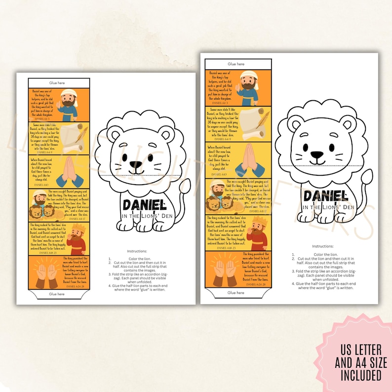 Daniel in the Lions' Den Folding Surprise Craft, Daniel Story for Kids ...