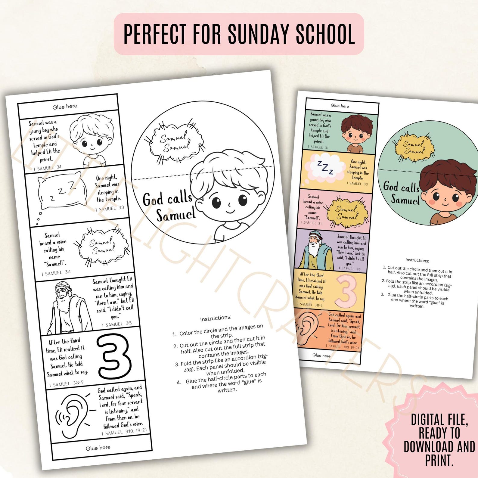 God Calls Samuel Folding Surprise Craft, Samuel Story for Kids, Bible ...