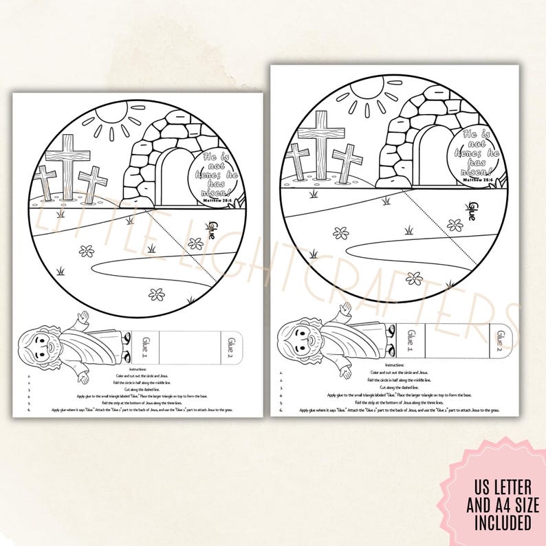 Easter Story Scene Craft, Coloring Paper for Kids, Bible Printable ...