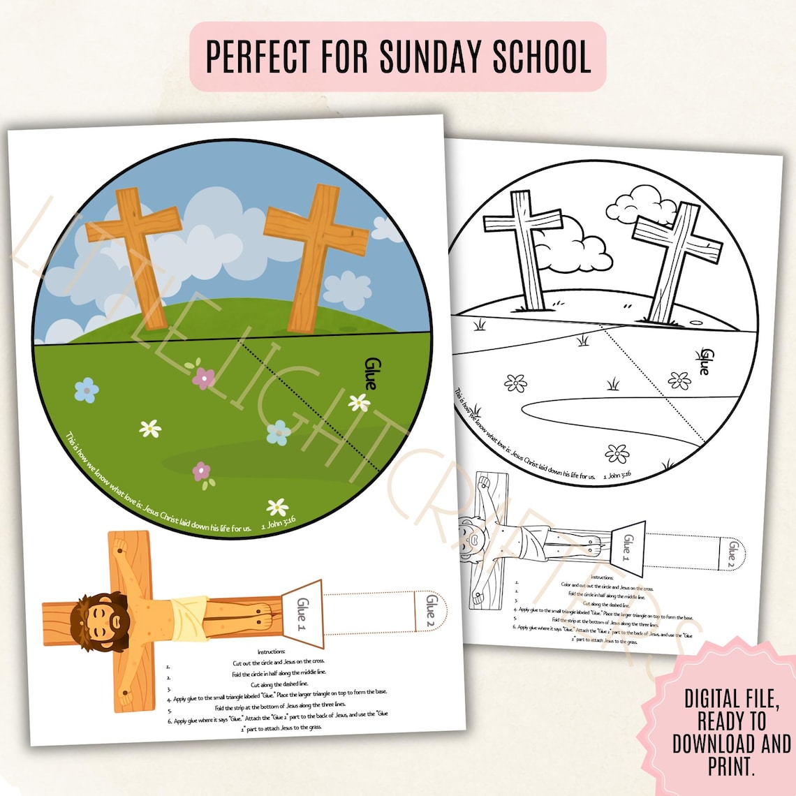 Crucifixion 3D Scene Craft, Holy Week for Kids, Bible Printable ...