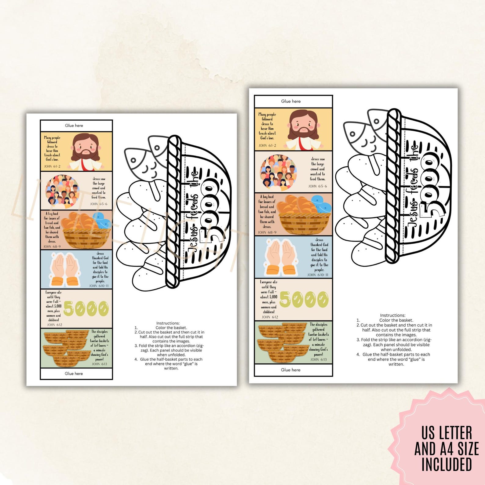 Jesus Feeds the 5000 Folding Surprise Craft, Loaves and Fishes Story ...