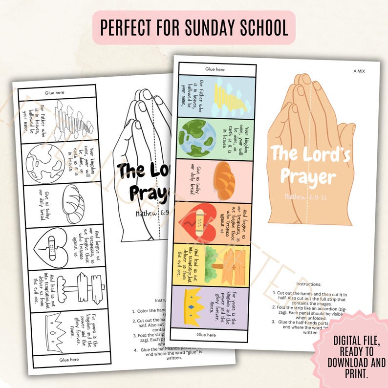 The Lord's Prayer Folding Surprise Craft, Church Story for Kids, Bible ...