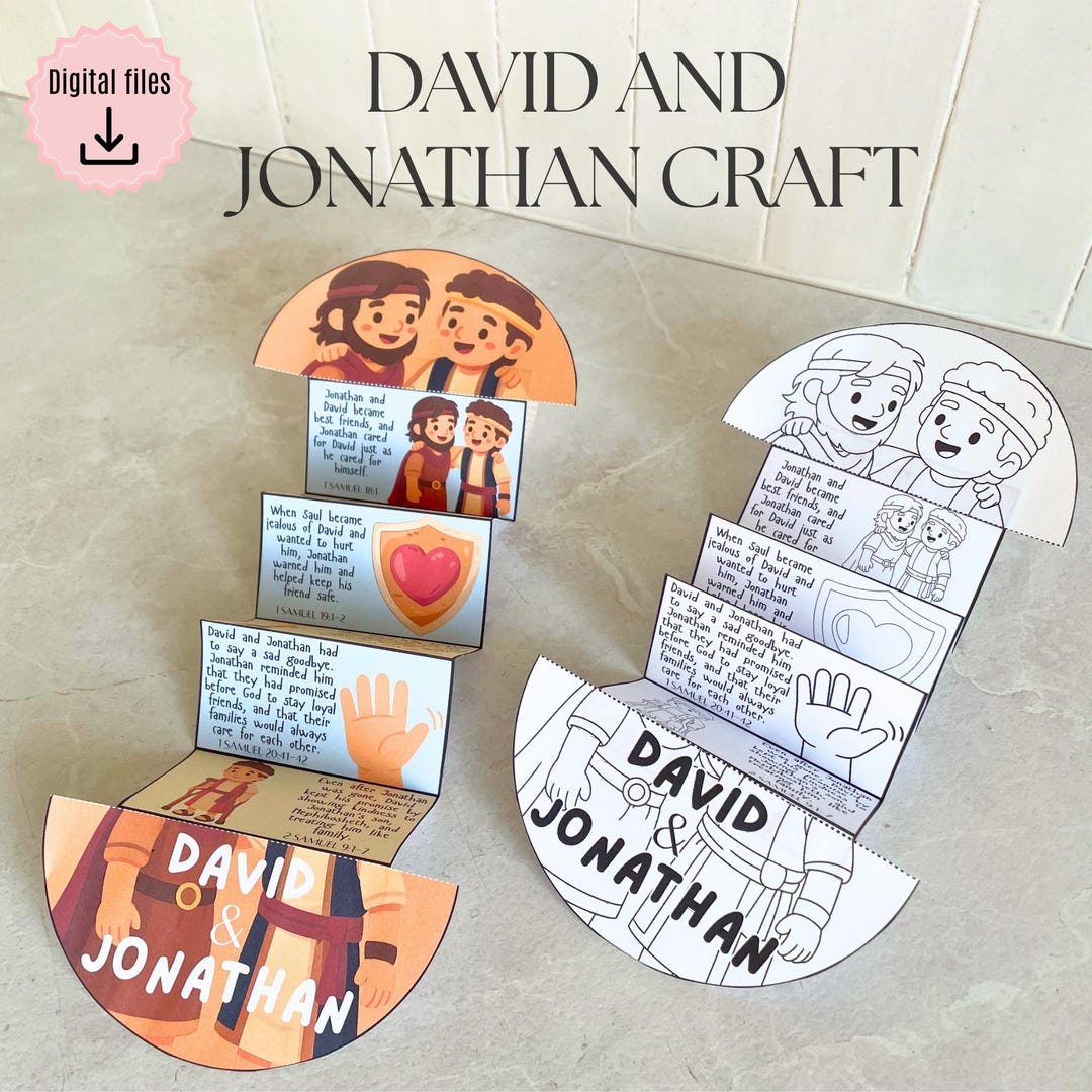 David and Jonathan Folding Surprise Craft, Friendship Story for Kids ...