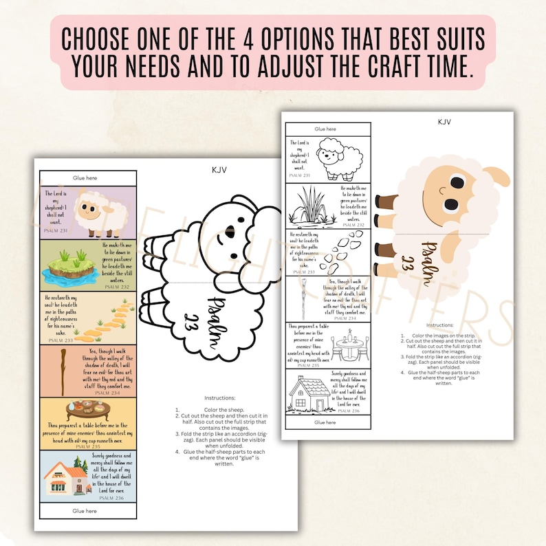 Psalm 23 Folding Surprise Craft, Mini Book for Kids, Bible Printable ...