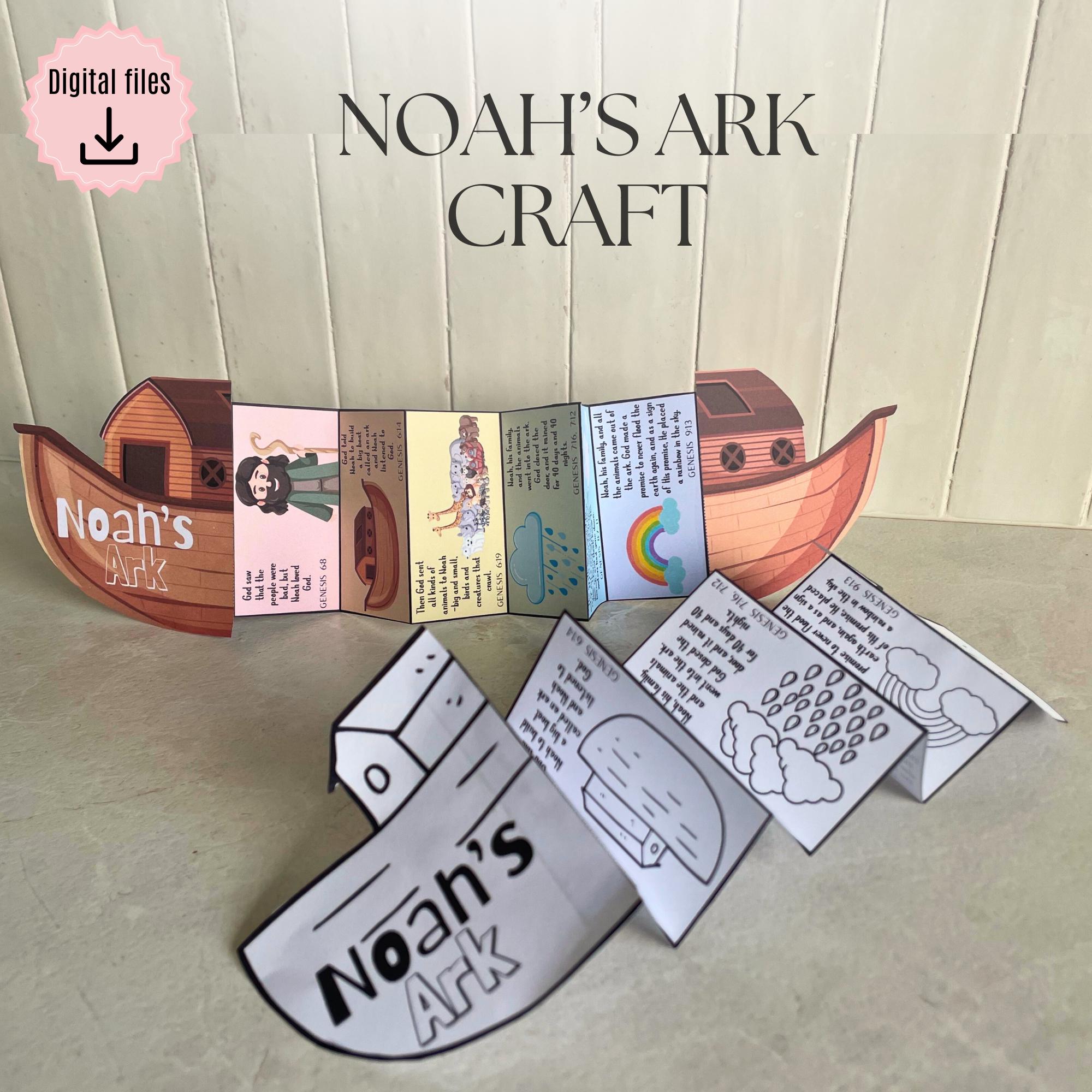 Noah's Ark Folding Surprise Craft, Noah Story for Kids, Bible Printable ...