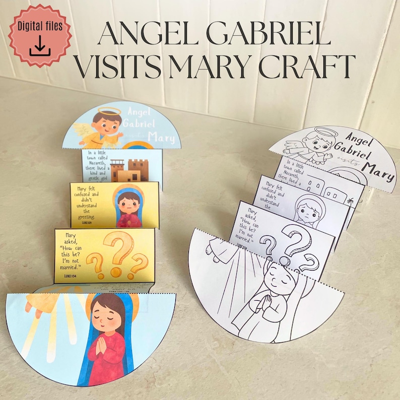 Angel Gabriel Visits Mary Folding Surprise Craft, Christmas Story for ...