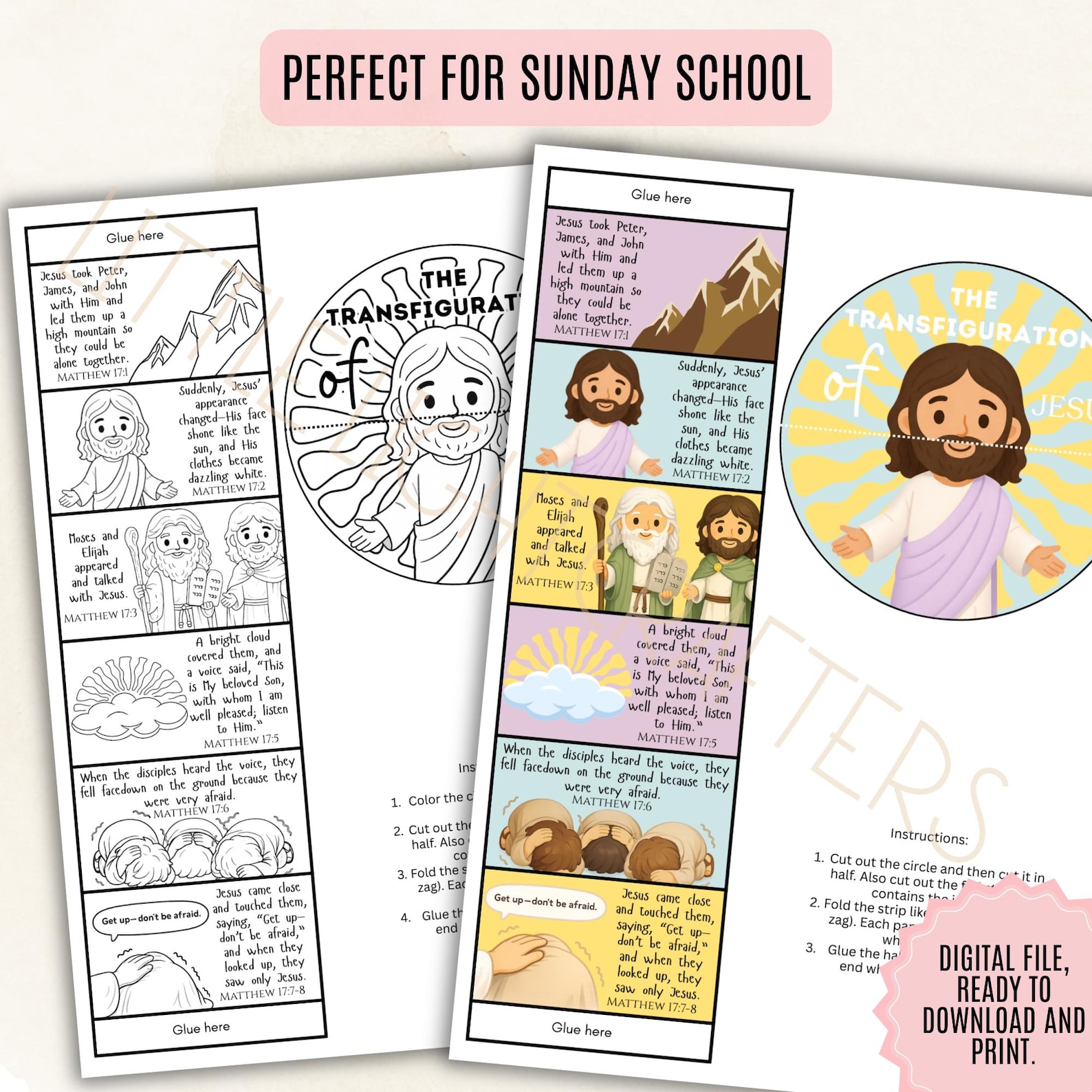 The Transfiguration of Jesus Folding Surprise Craft, Story for Kids ...