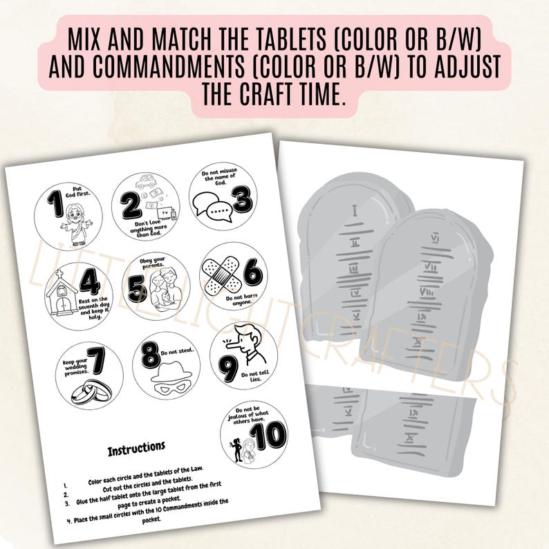 10 Commandments Pocket Craft, Tablets of Stone Craft, Christian ...