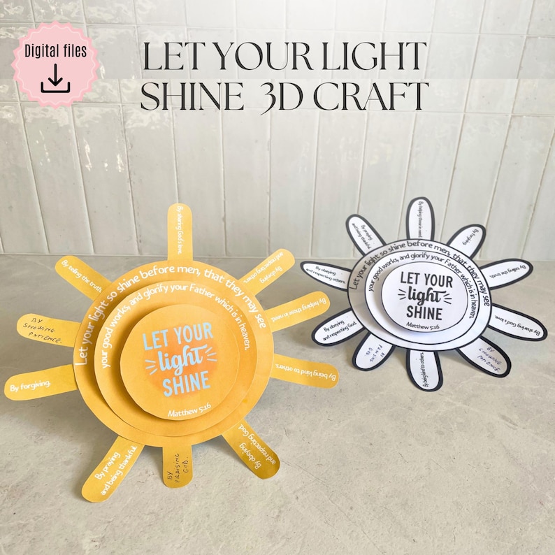 Let Your Light Shine 3D Craft, Matthew 5:16 for Kids, Bible Printable ...