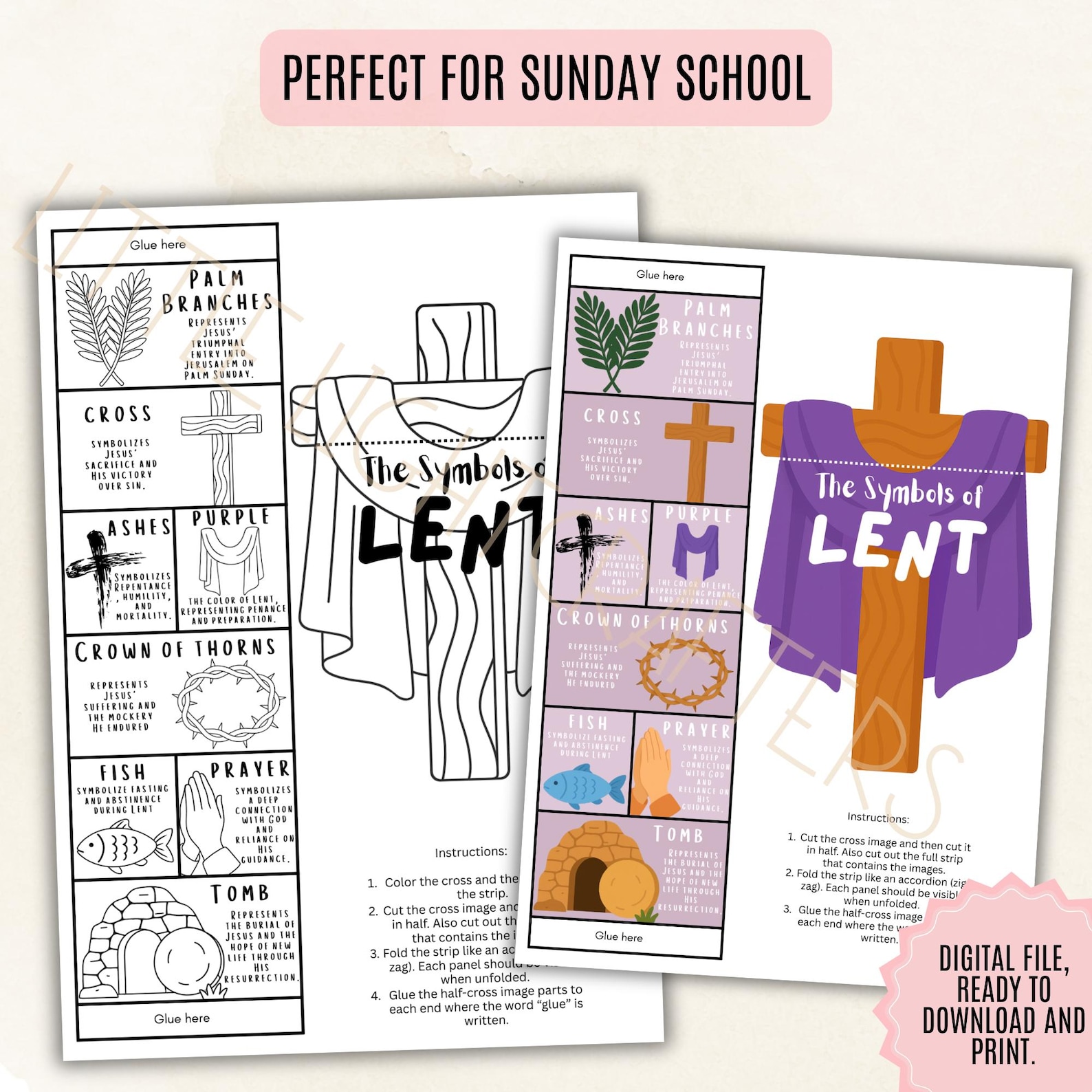 Lent Symbols Folding Surprise Craft, Easter for Kids, Bible Printable ...