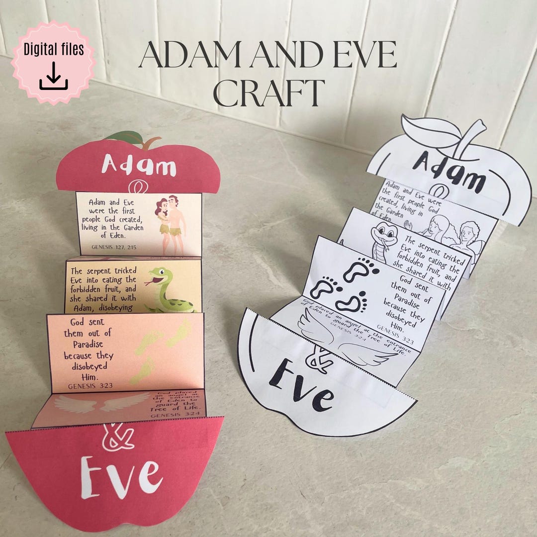 Adam and Eve Folding Surprise Craft, Adam and Eve Story for Kids, Bible ...