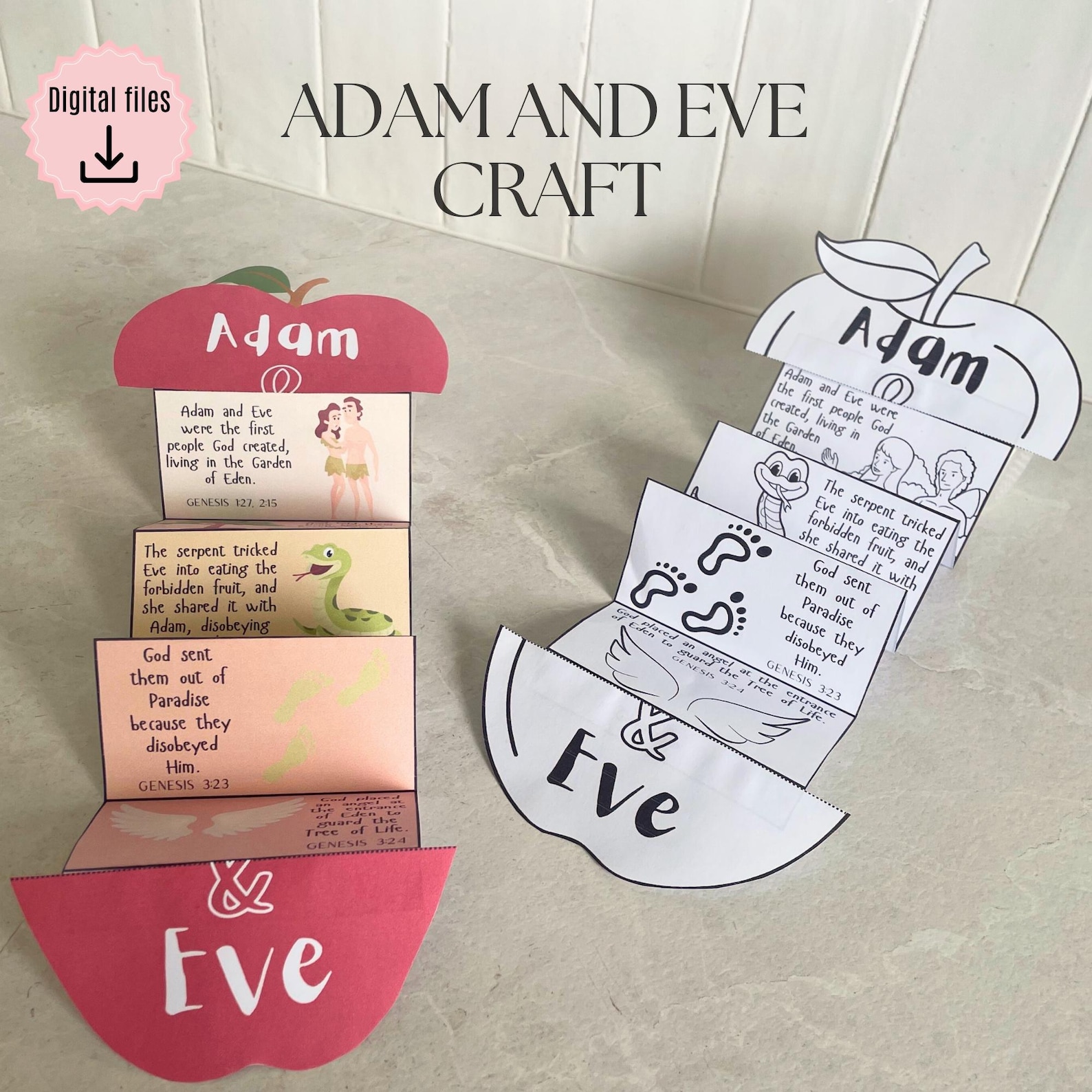 Adam and Eve Folding Surprise Craft, Adam and Eve Story for Kids, Bible ...