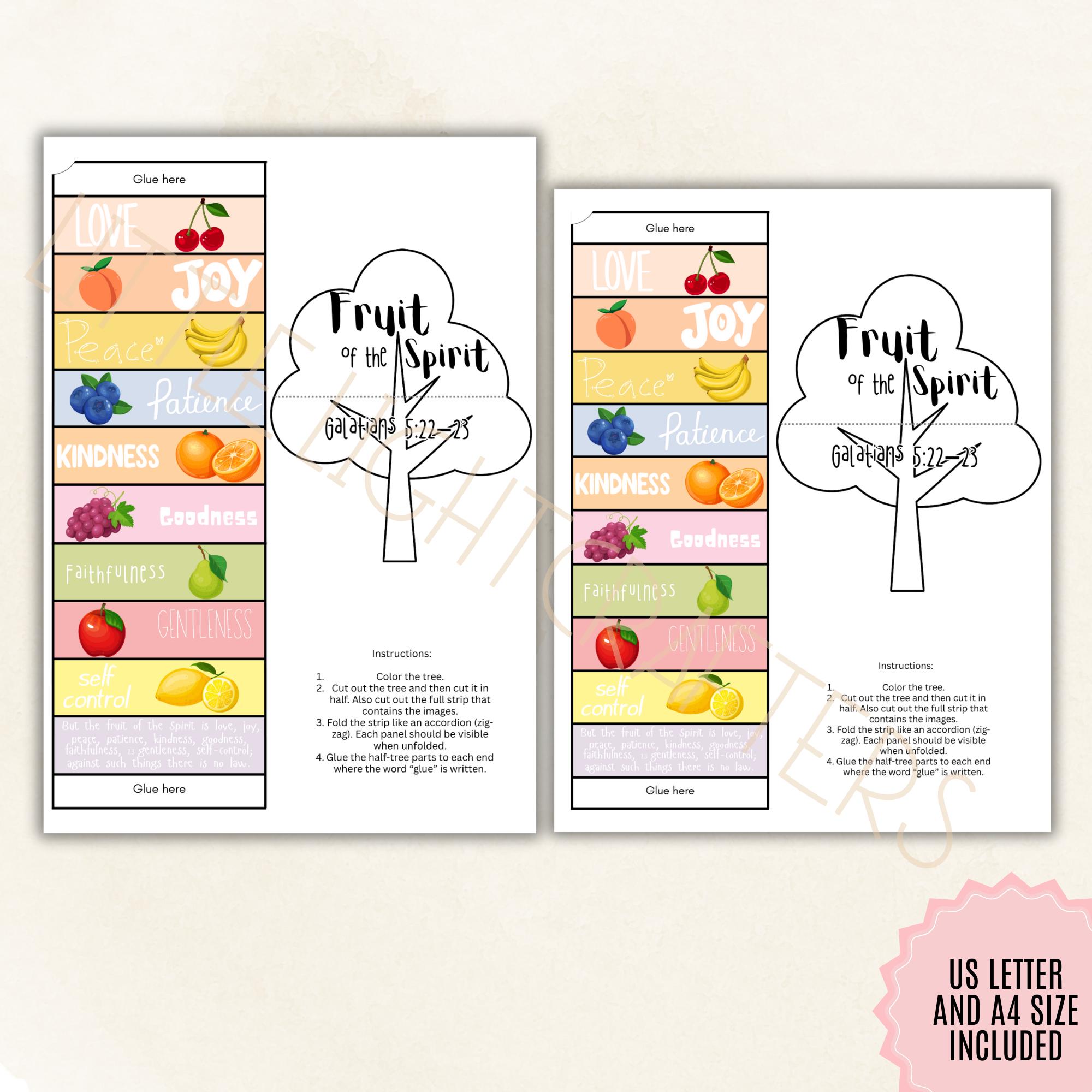 Fruit of the Spirit Folding Surprise Craft, Galatians 5:22-23 for Kids, Bible Printable Activity ...