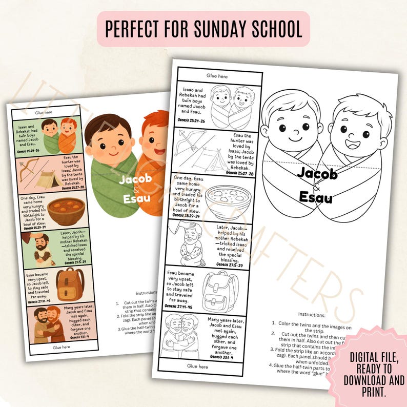 Jacob and Esau Folding Surprise Craft, Jacob Story for Kids, Bible ...