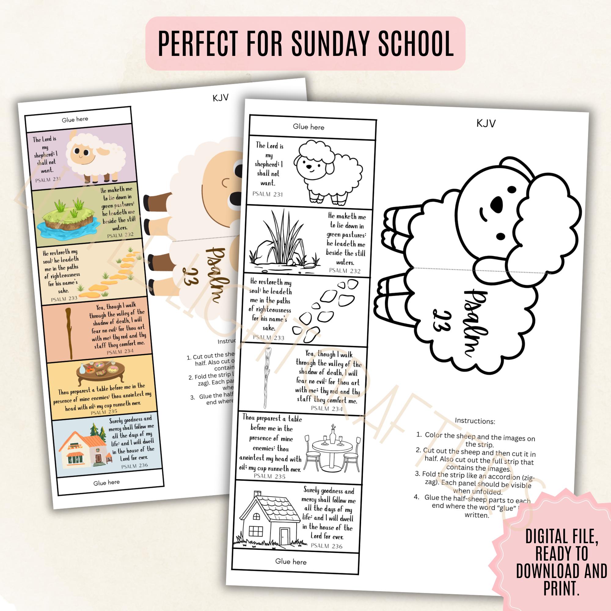 Psalm 23 Folding Surprise Craft, Mini Book for Kids, Bible Printable ...