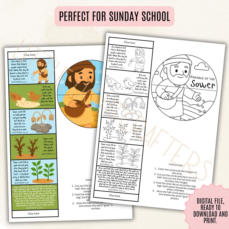 Parable of the Sower Folding Surprise Craft, Jesus Parables Story for ...