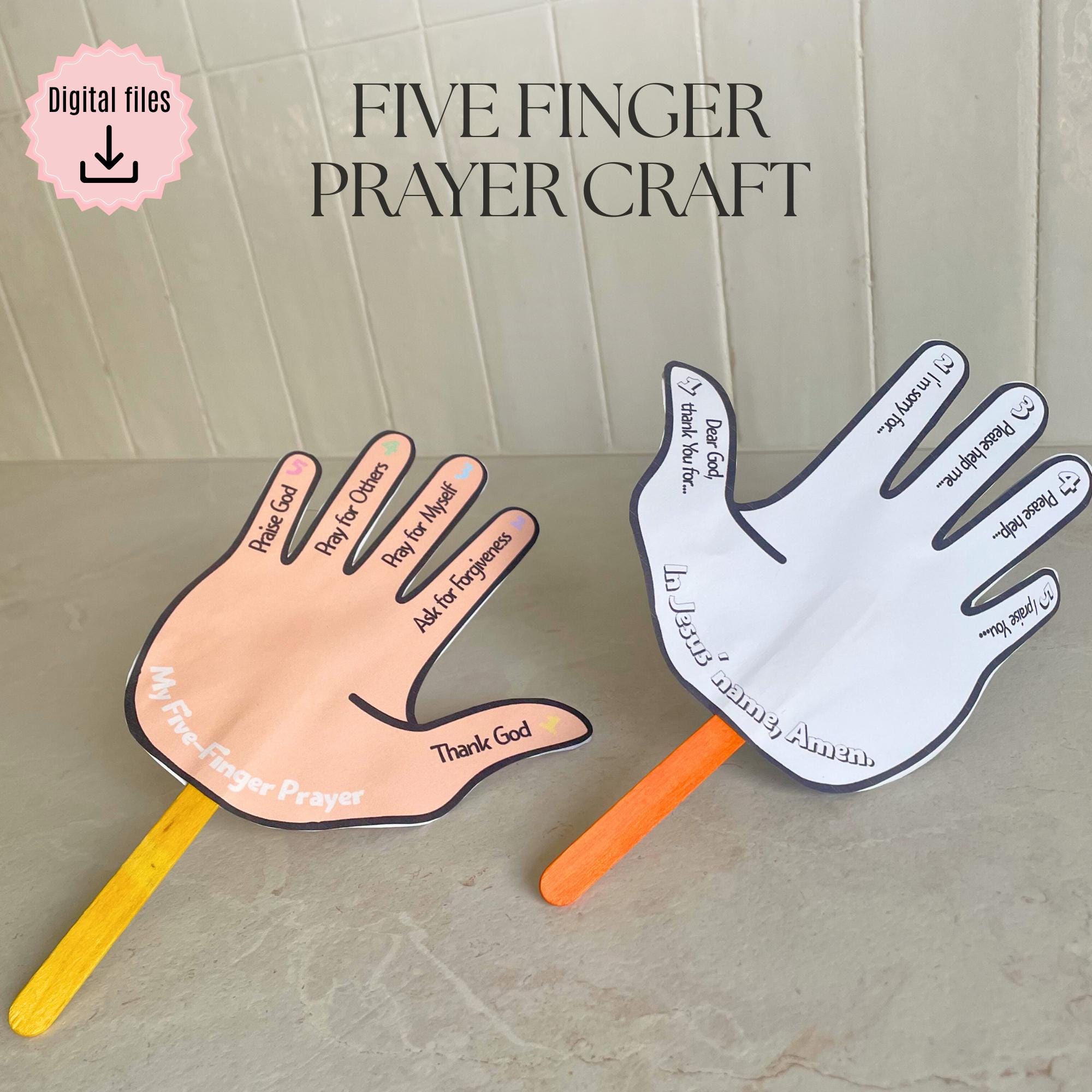 5 Finger Prayer Craft, Teach Kids How to Pray, Bible Printable Activity ...