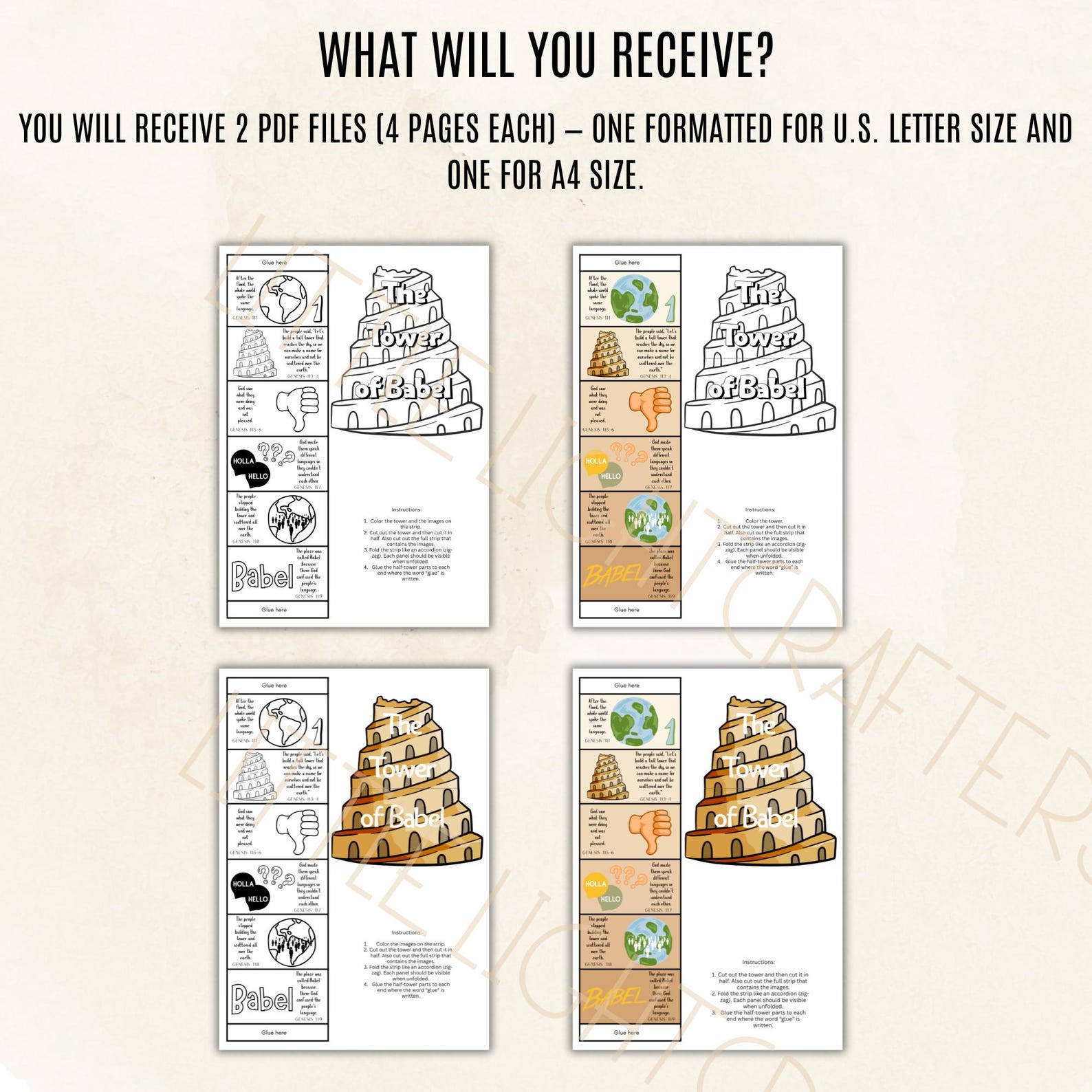 The Tower of Babel Folding Surprise Craft, Tower of Babel Story, Bible ...