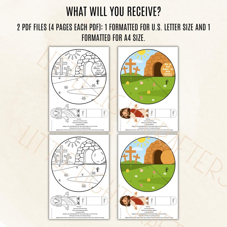 Easter Story Scene Craft, Coloring Paper for Kids, Bible Printable ...