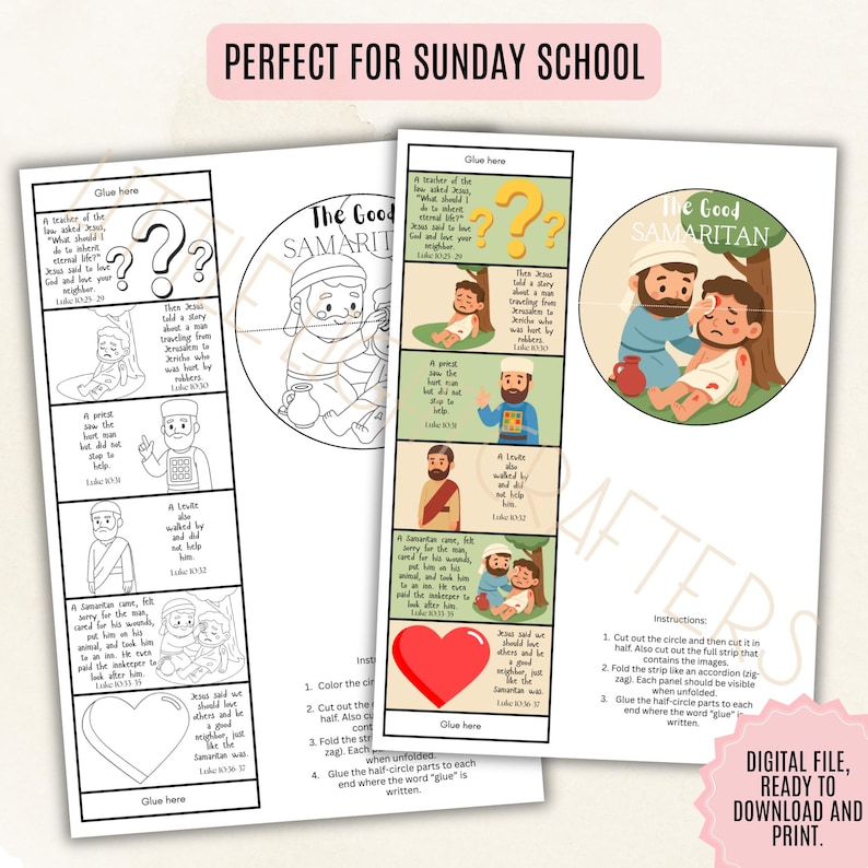 The Good Samaritan Folding Surprise Craft, Jesus Parables Story for ...