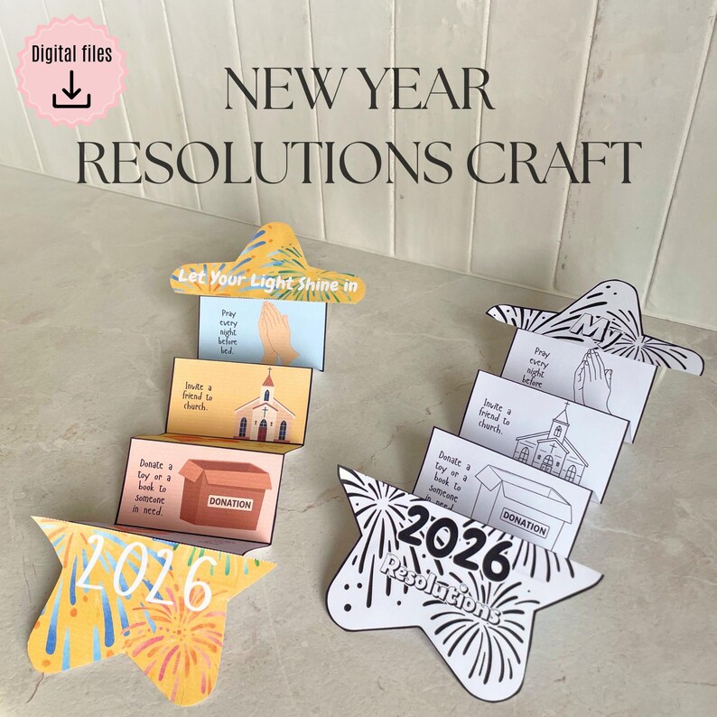 New Year Resolutions Folding Surprise Craft, Christian Kids New Year ...
