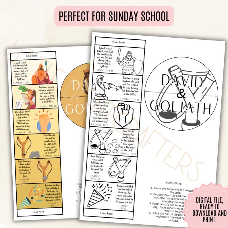 David and Goliath Folding Surprise Craft, David and Goliath Story for ...