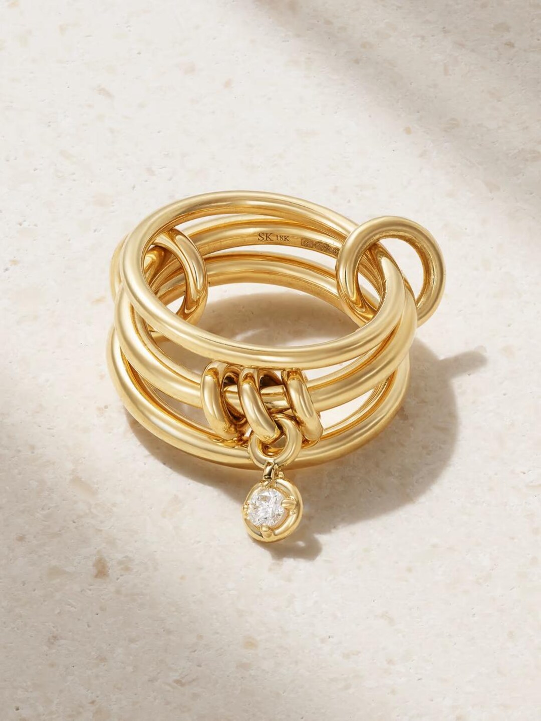 14K Solid Two Tone Link Connected Rings, Interlocking Ring, Gold and ...