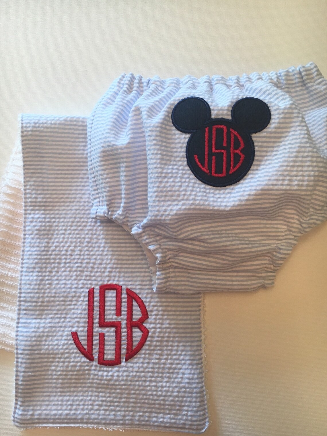 Diaper Cover & Burp Cloth Set, Mickey Mouse, Disney, Baby Shower Set ...