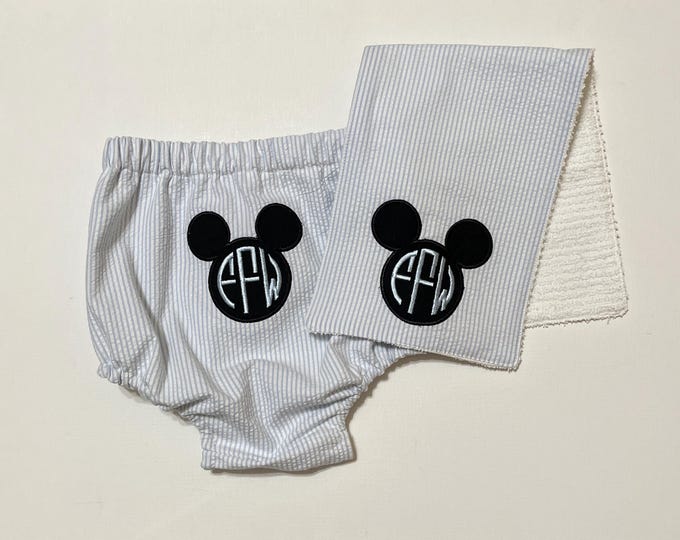 Diaper Cover & Burp Cloth Set, Mickey Mouse, Disney, Baby Shower Set ...