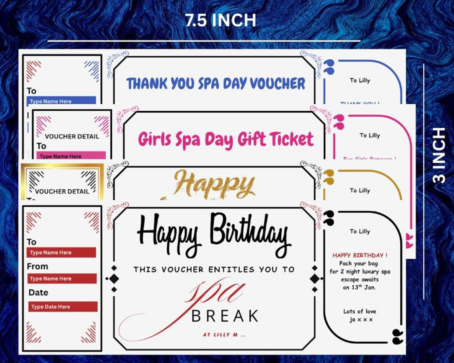 Spa Day Gift Ticket Bundle,boarding Pass, Birthday Spa Voucher,girls ...