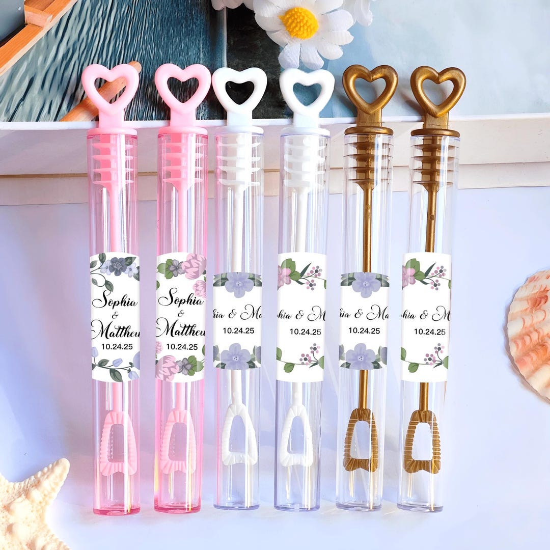 Personalized Party Bubble Wands – Custom Label Stickers, Wedding ...