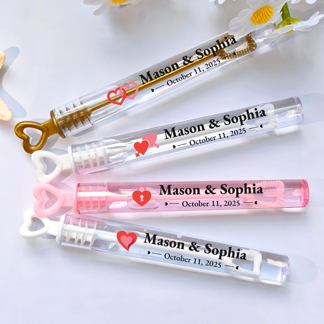 Custom Wedding Bubble Wands – Personalized Label Stickers, Wedding ...
