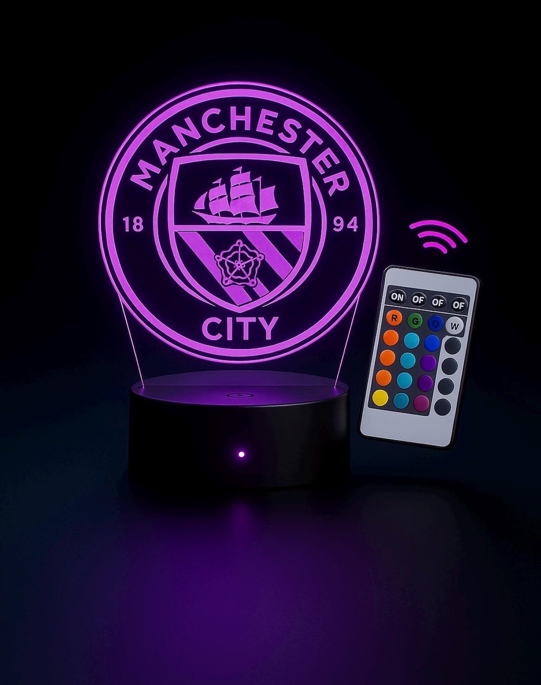 Manchester City 3D LED Lamp – Football Logo Night Light – Multicolored ...