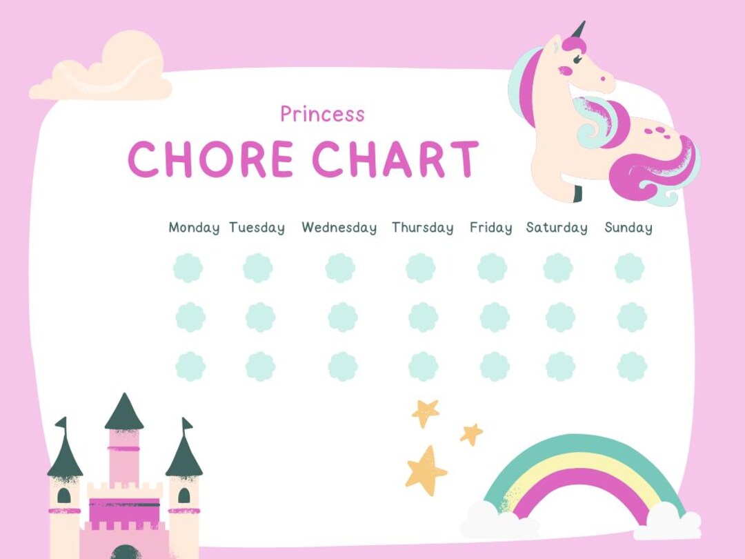 Princess Chore Chart - Etsy