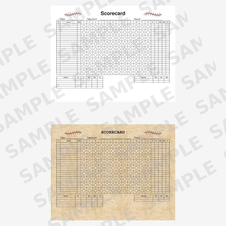 2-pack -baseball Scorecard Printable – Classic White & Vintage ...
