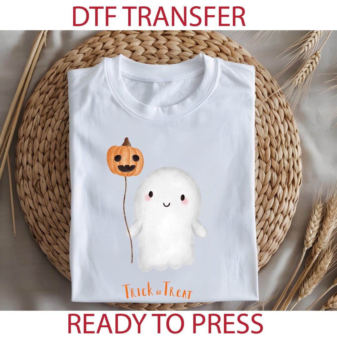 DTF Transfer Halloween Cute Ghost, Ready to Press Happy Halloween, Heat ...