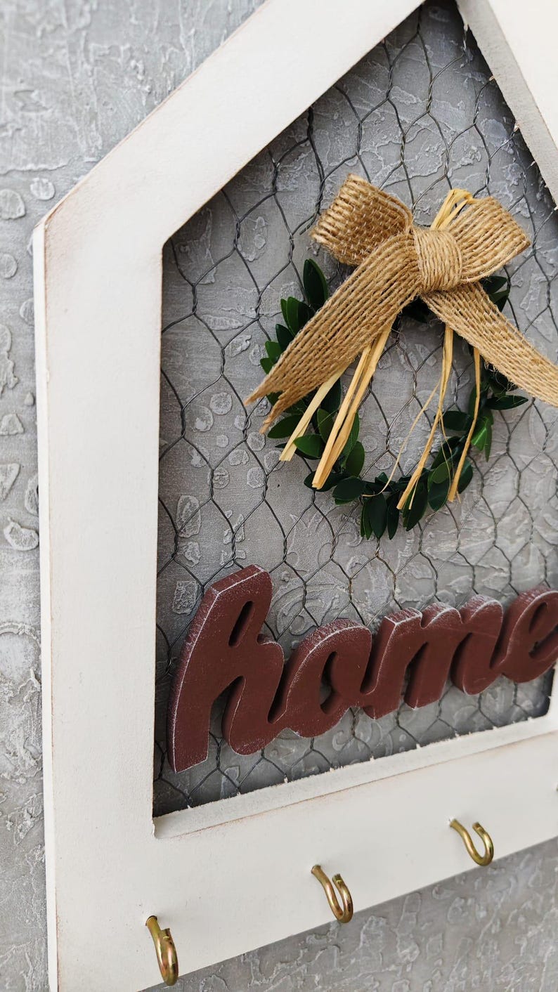 Handmade Wooden Key Holder Home Sign | Rustic Entryway Key Hanger - Etsy