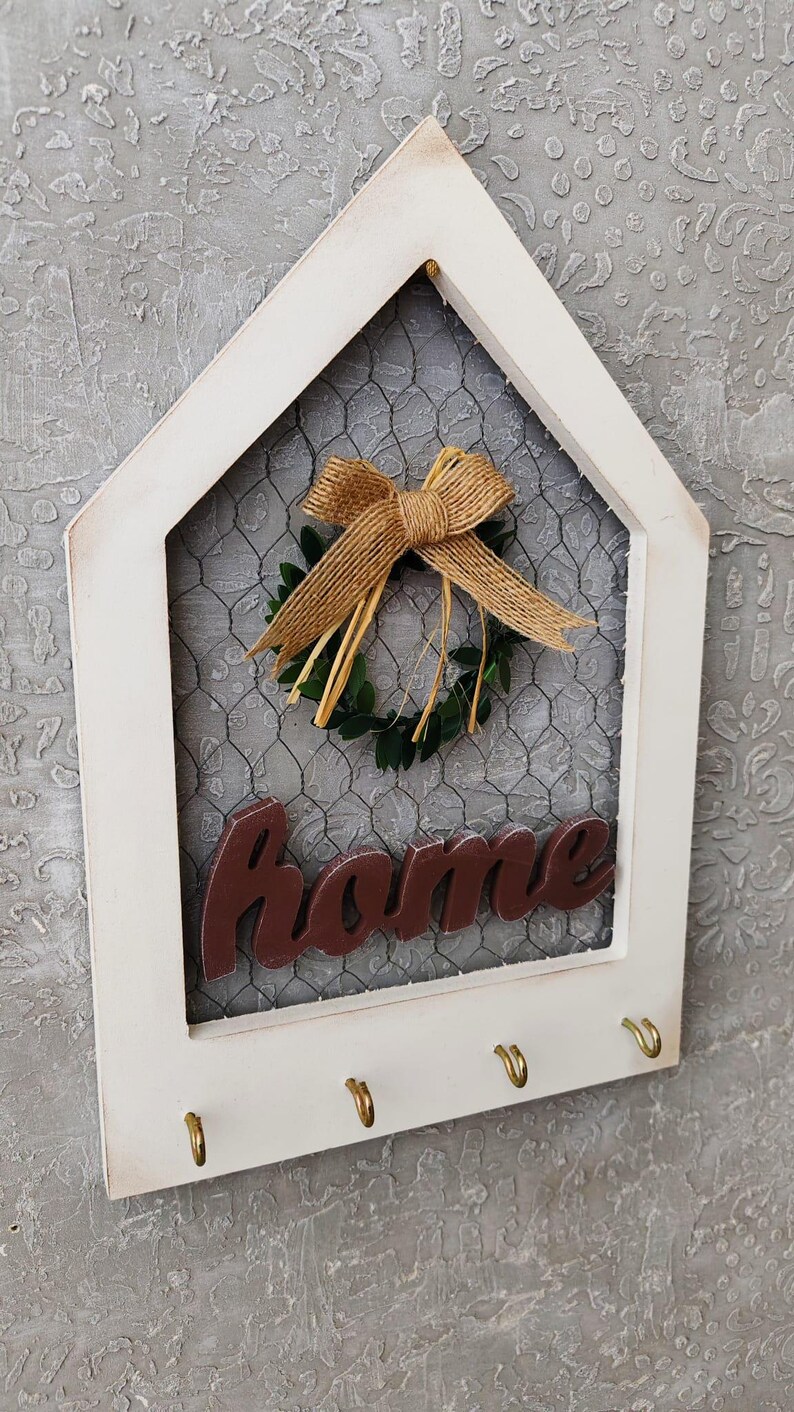 Handmade Wooden Key Holder Home Sign | Rustic Entryway Key Hanger - Etsy