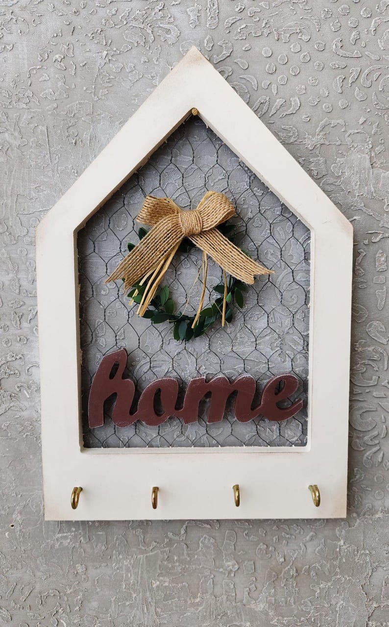 Handmade Wooden Key Holder Home Sign | Rustic Entryway Key Hanger - Etsy