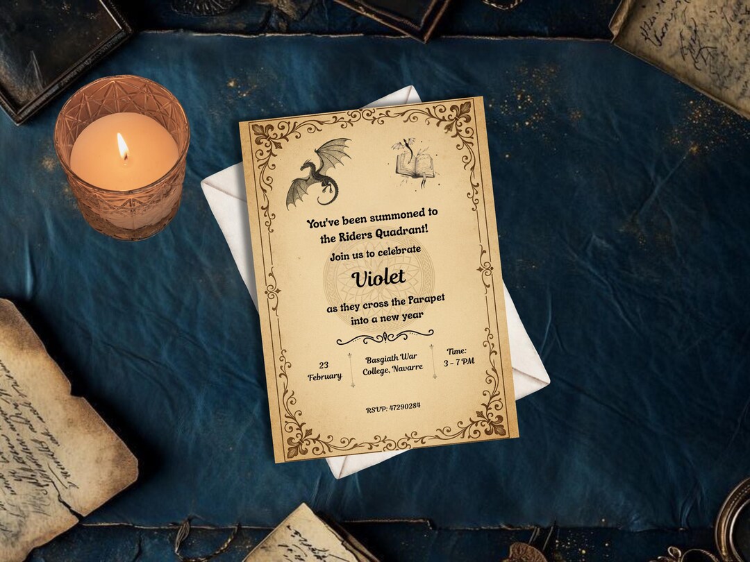 Fourth Wing Birthday Invitation, Dragon Rider Party Invite, Editable ...