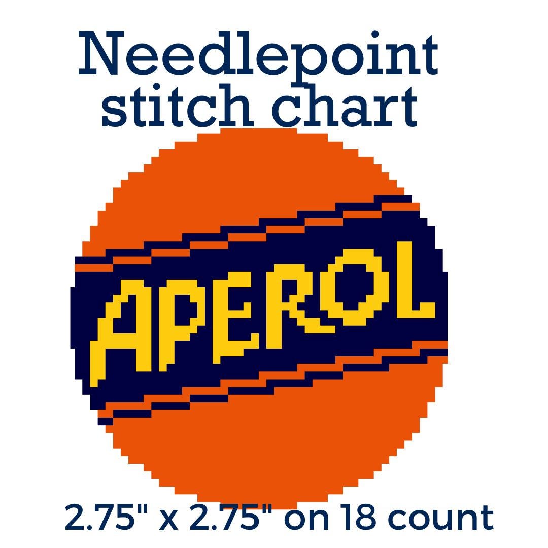 Aperol Logo Needlepoint Pattern PDF | 50x50 Cocktail Cross Stitch Chart ...