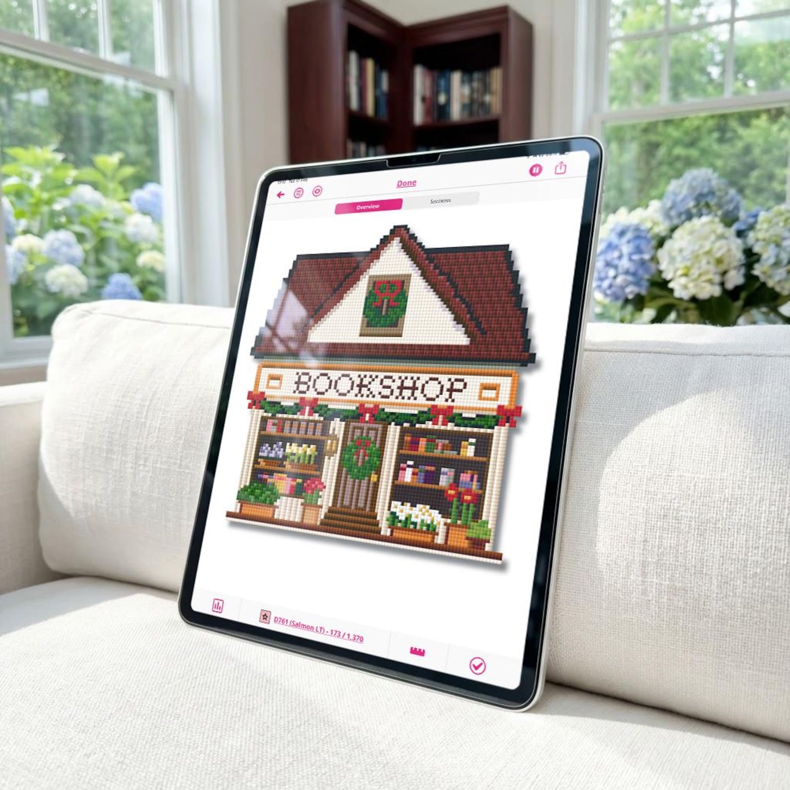 Bookshop Needlepoint Pattern • Cross Stitch Village Houses Chart PDF + Stitchly File • 100x99 ...