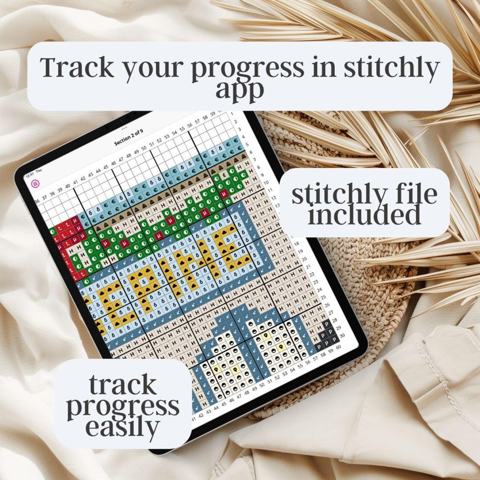 Bookshop Needlepoint Pattern • Cross Stitch Village Houses Chart PDF + Stitchly File • 100x99 ...