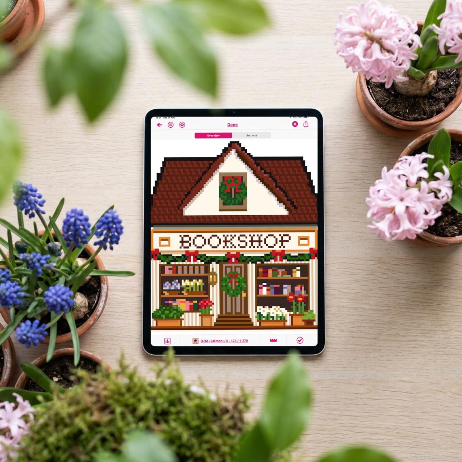 Bookshop Needlepoint Pattern • Cross Stitch Village Houses Chart PDF + Stitchly File • 100x99 ...