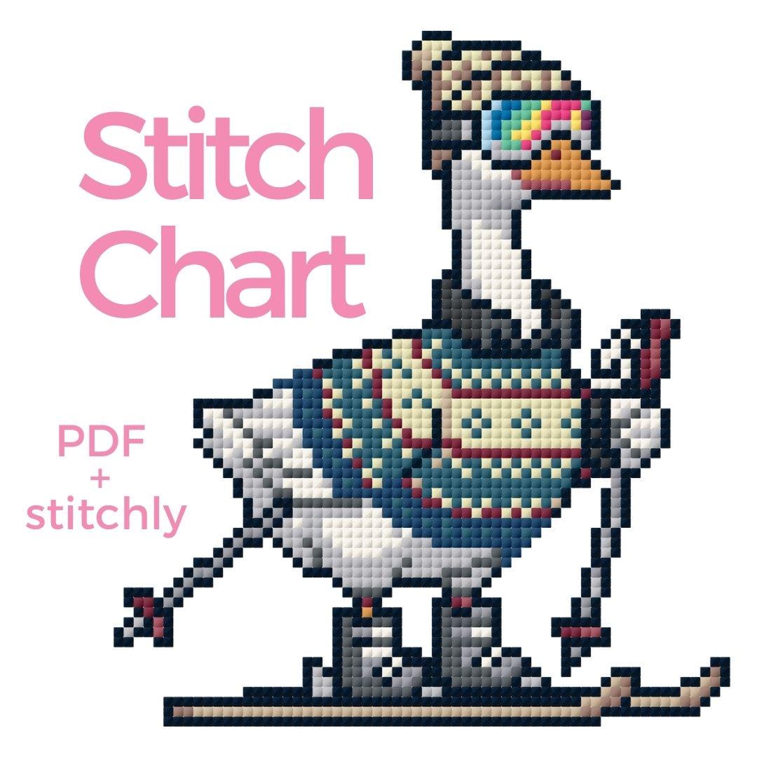 Ski Goose Needlepoint Pattern PDF – Funny Skiing Cross Stitch Pattern ...
