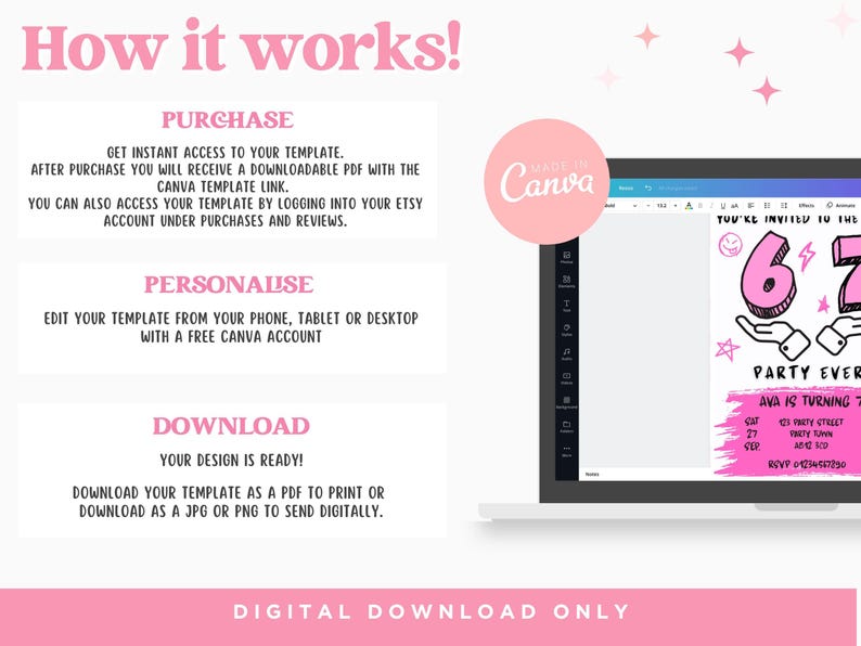 Six Seven Birthday Invitation: Meme Party, Editable Template (digital ...