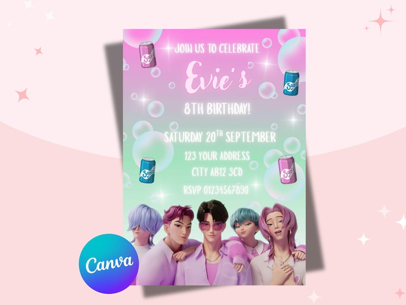 KPOP Demon Hunters Invitation, KPOP Demon Hunters Birthday Invitation ...